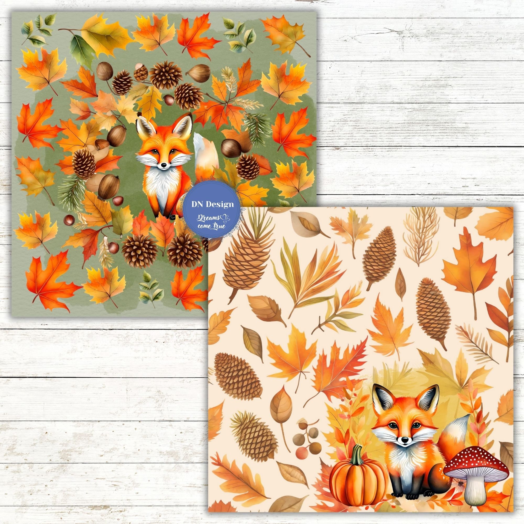 Autumn in the Forest Digital Paper Pack,forest Animals,autumn ...