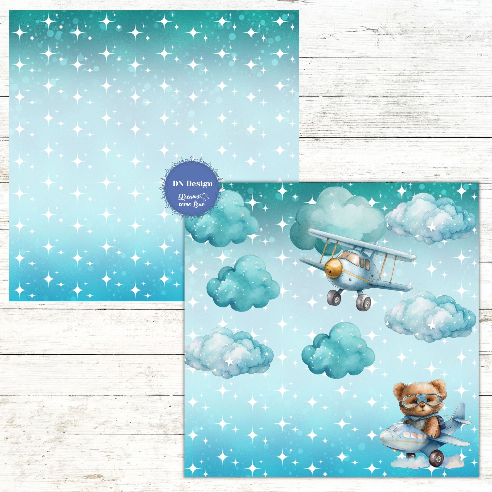 Digital Paper Pack,baby Bear Boy,baby Bear,baby Paper,blue Paper,blue ...