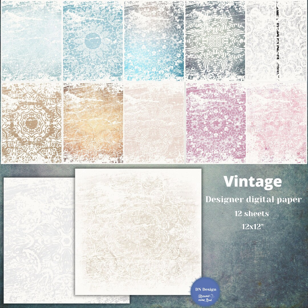 Vintage Digital Paper Pack,basic Digital Paper,simple Design,lace ...
