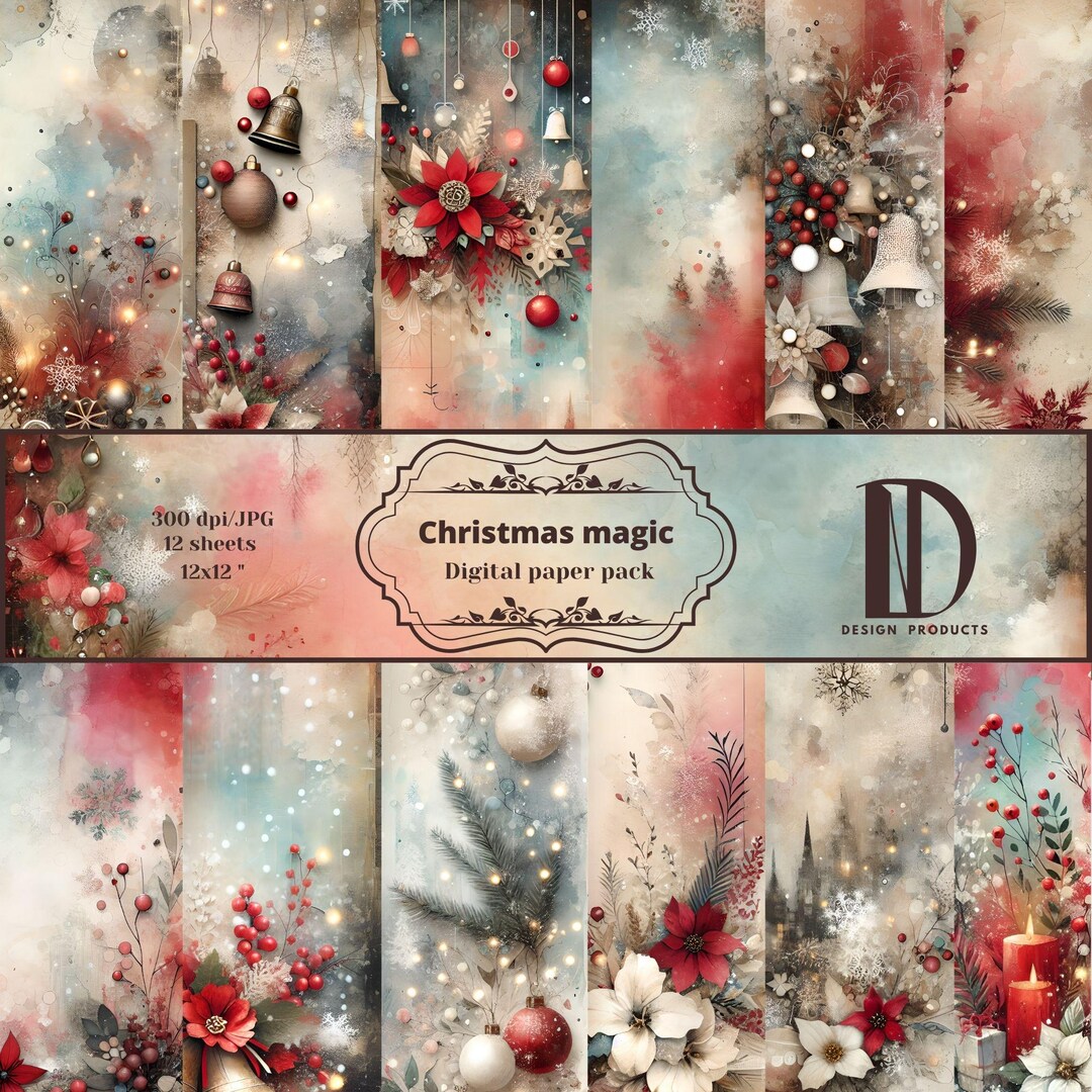 Christmas Digital Paper Pack,christmas Background Printable,christmas ...