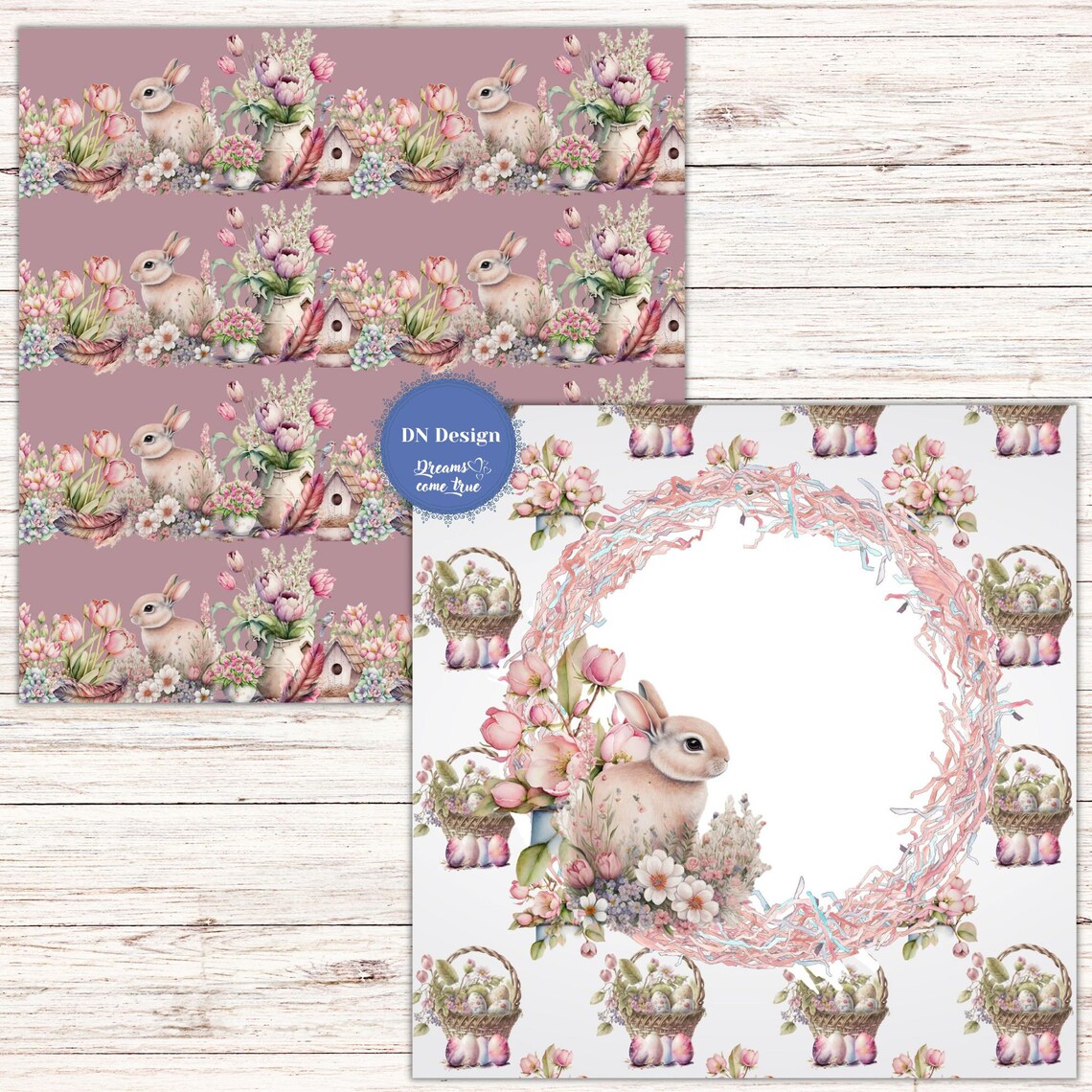 Happy Easter,easter Bunny Digital Paper,easter Digital Paper Pack,pink ...