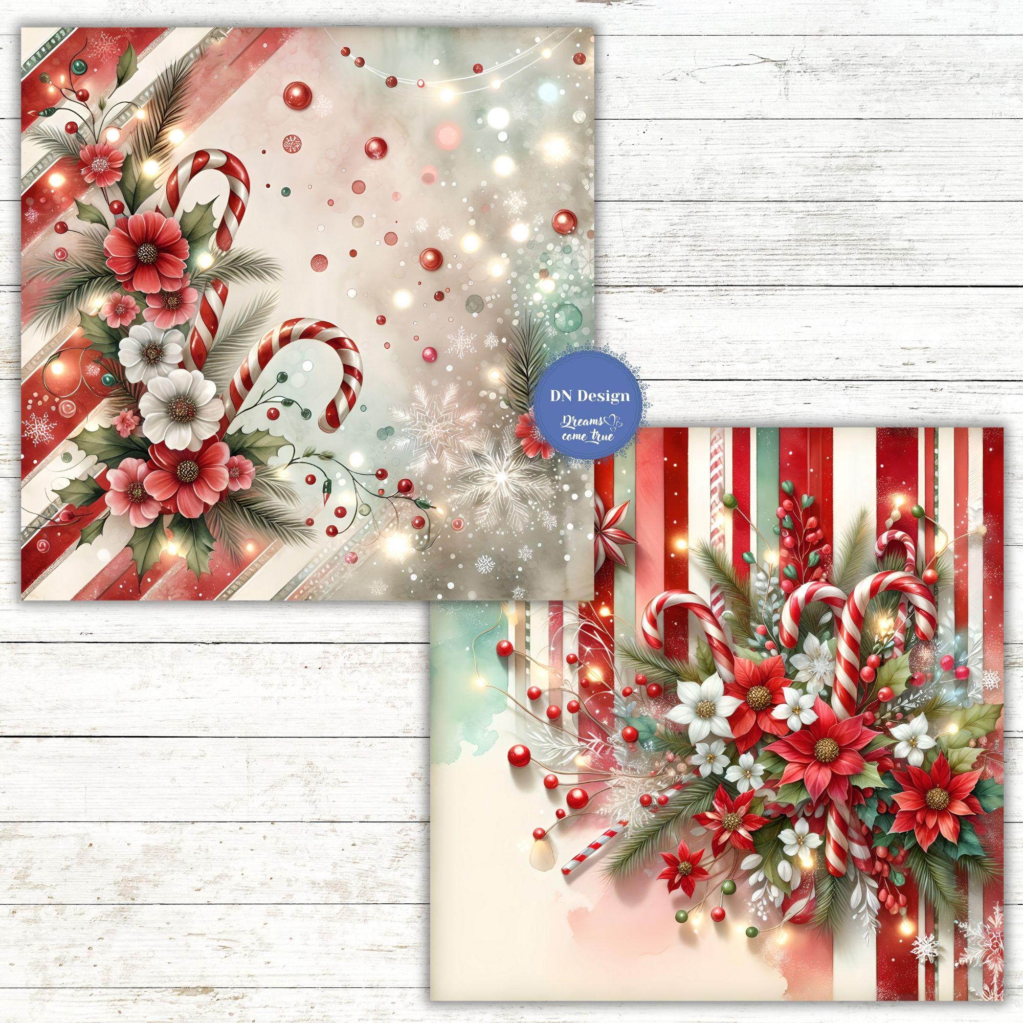 Candy Cane Christmas Digital Paper Pack (12 JPG) - Etsy