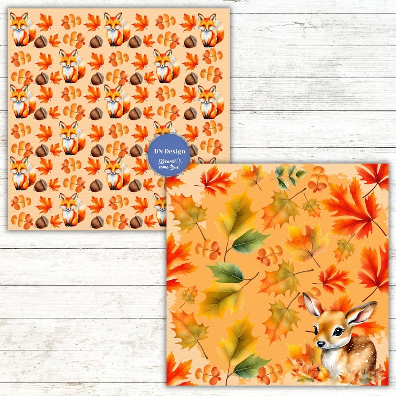 Autumn in the Forest Digital Paper Pack,forest Animals,autumn ...