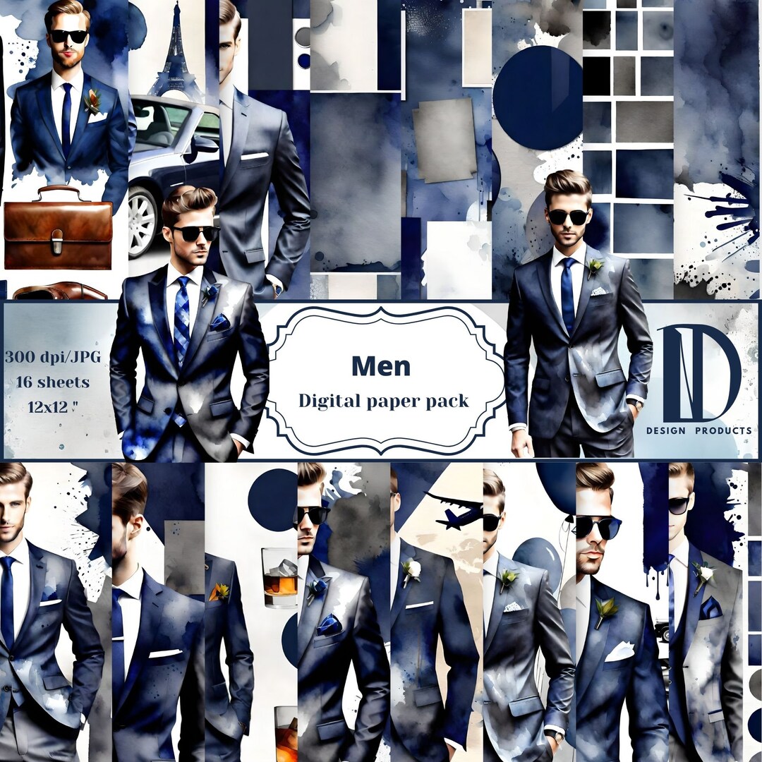 Men, Digital Paper Pack, Modern Men's Paper, Impressive Designs With ...