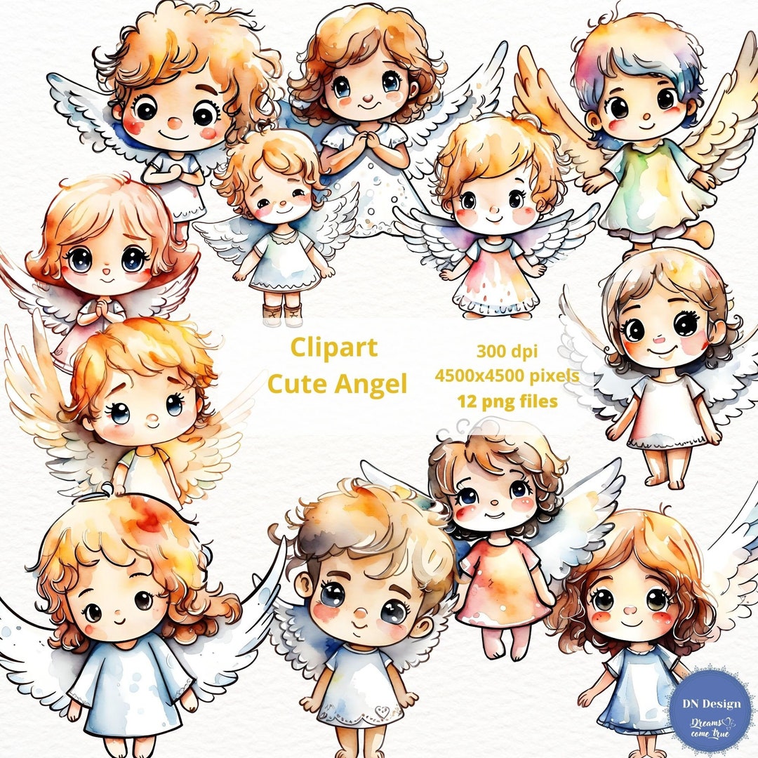 Cute Angel Clipart,angels Illustration,12 Png Files,digital Angels ...