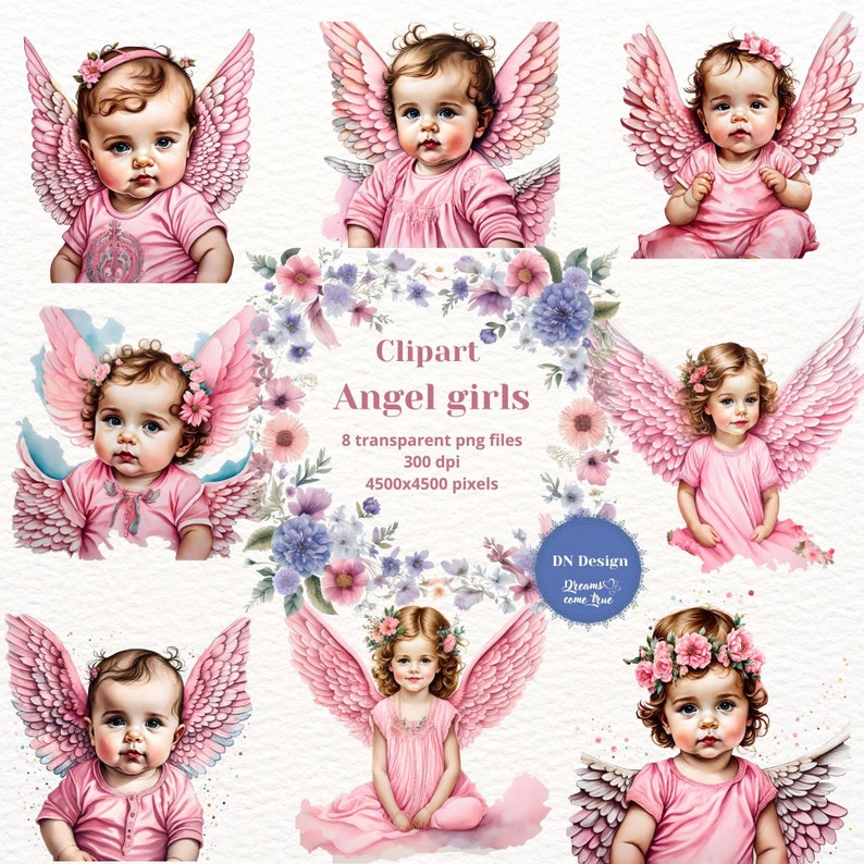 Angel Baby Girl Clipart: Fantasy Illustration PNG (digital Art) - Etsy