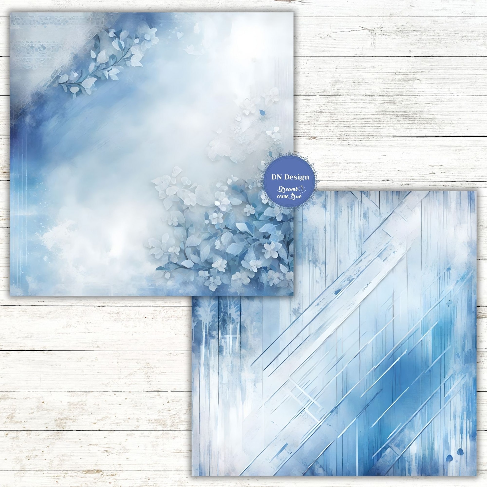 Blue Texture Digital Paper Pack: Scrapbook Printable (12x12", 300dpi ...