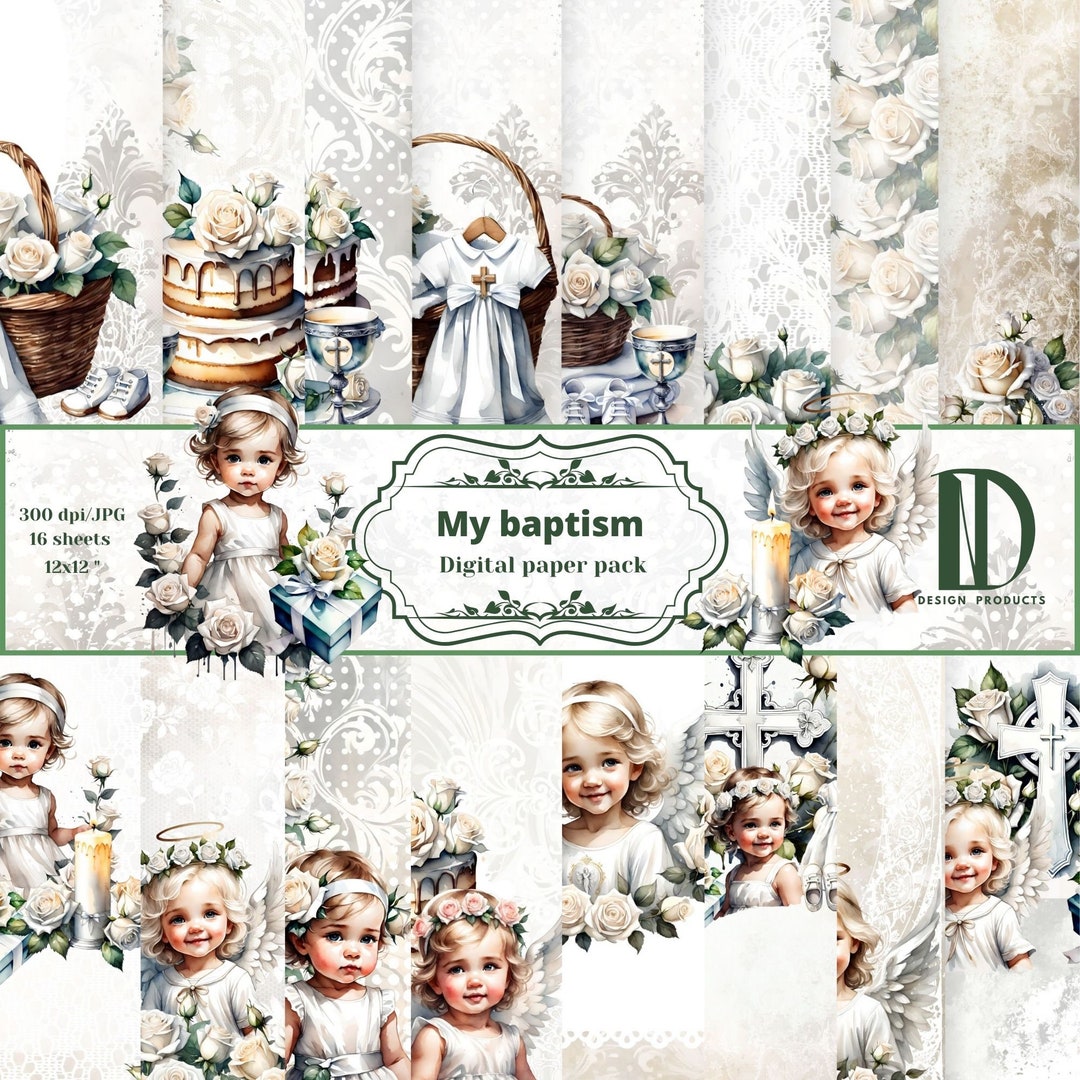 My Baptism Digital Paper Pack,boy Christening,girl Christening,holy ...