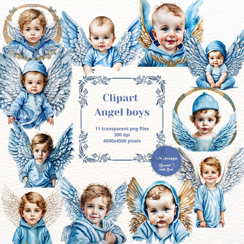 Clipart Angel Boys,angel Clipart, Baby Boy Clipart, Baby Shower Clipart ...