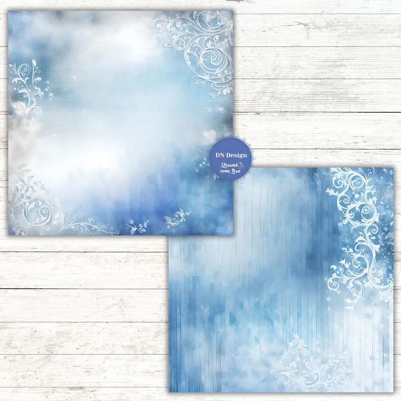 Blue Texture Digital Paper Pack: Scrapbook Printable (12x12", 300dpi ...