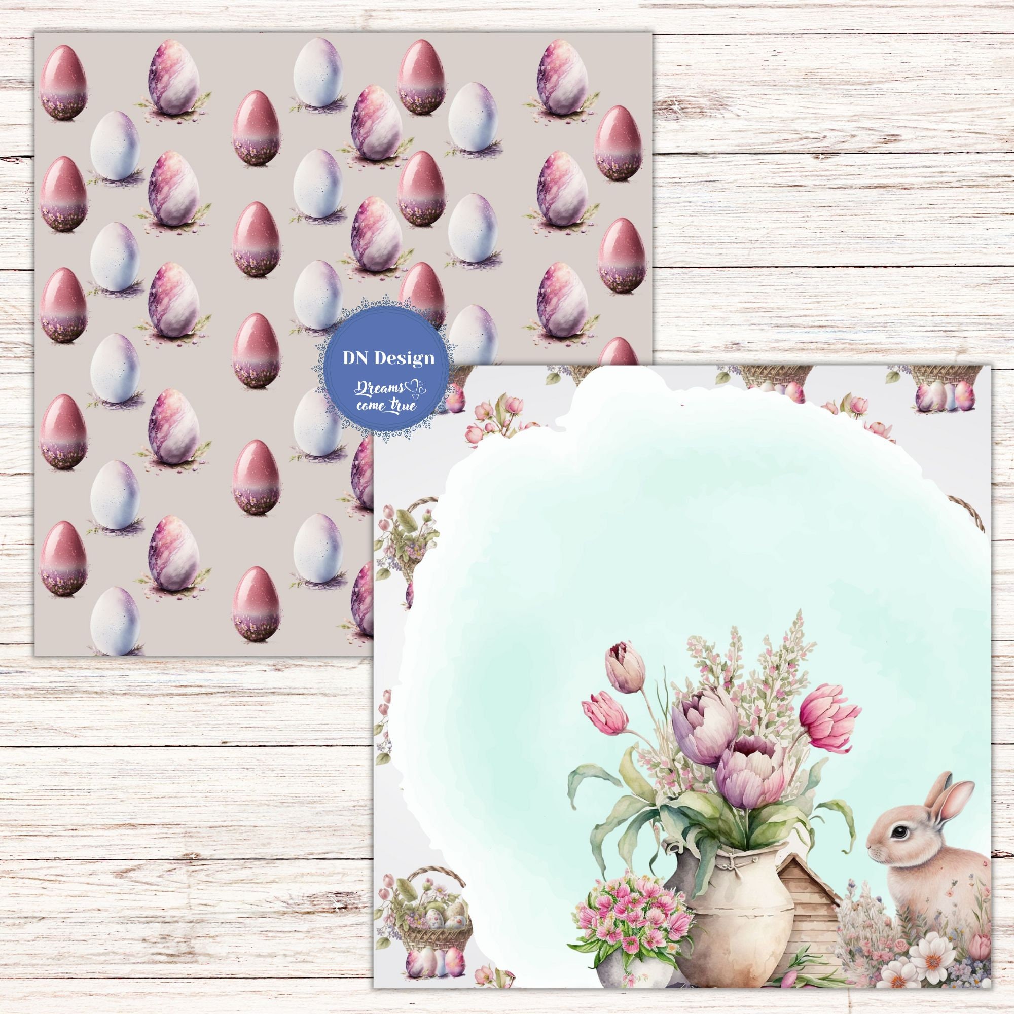 Happy Easter,easter Bunny Digital Paper,easter Digital Paper Pack,pink ...