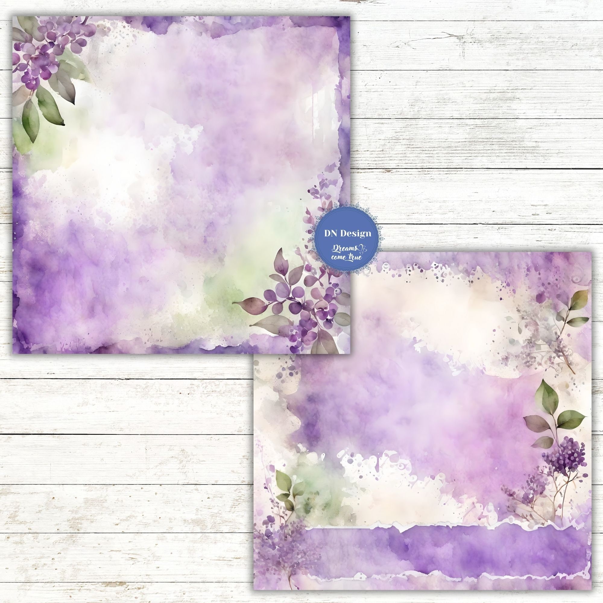 Purple Floral Watercolor Paper: Spring Butterfly Backgrounds (digital ...