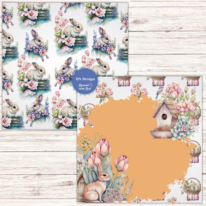 Happy Easter,easter Bunny Digital Paper,easter Digital Paper Pack,pink ...