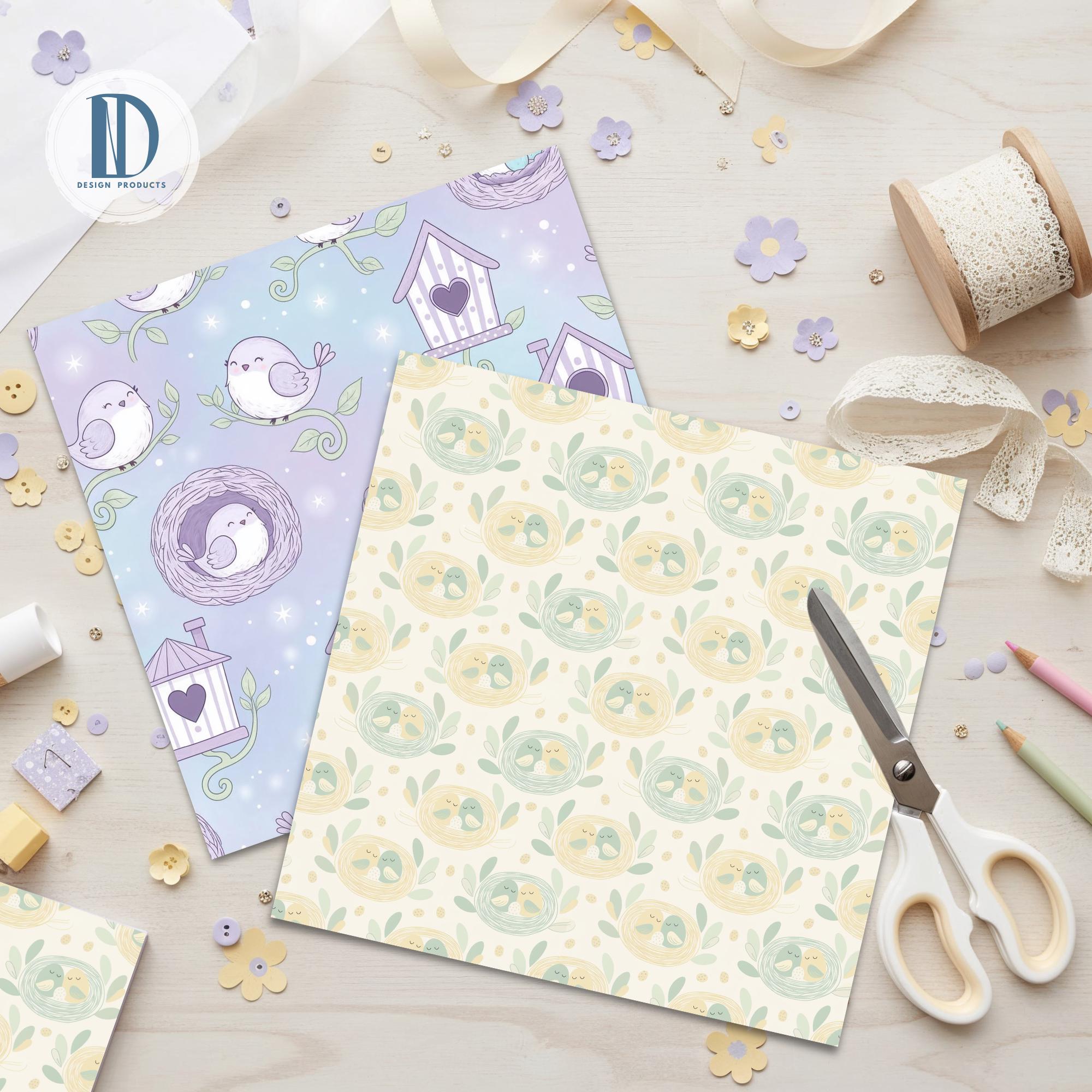 Birds Digital Paper Pack 12x12" 16 JPG 300 DPI Printable Scrapbook ...