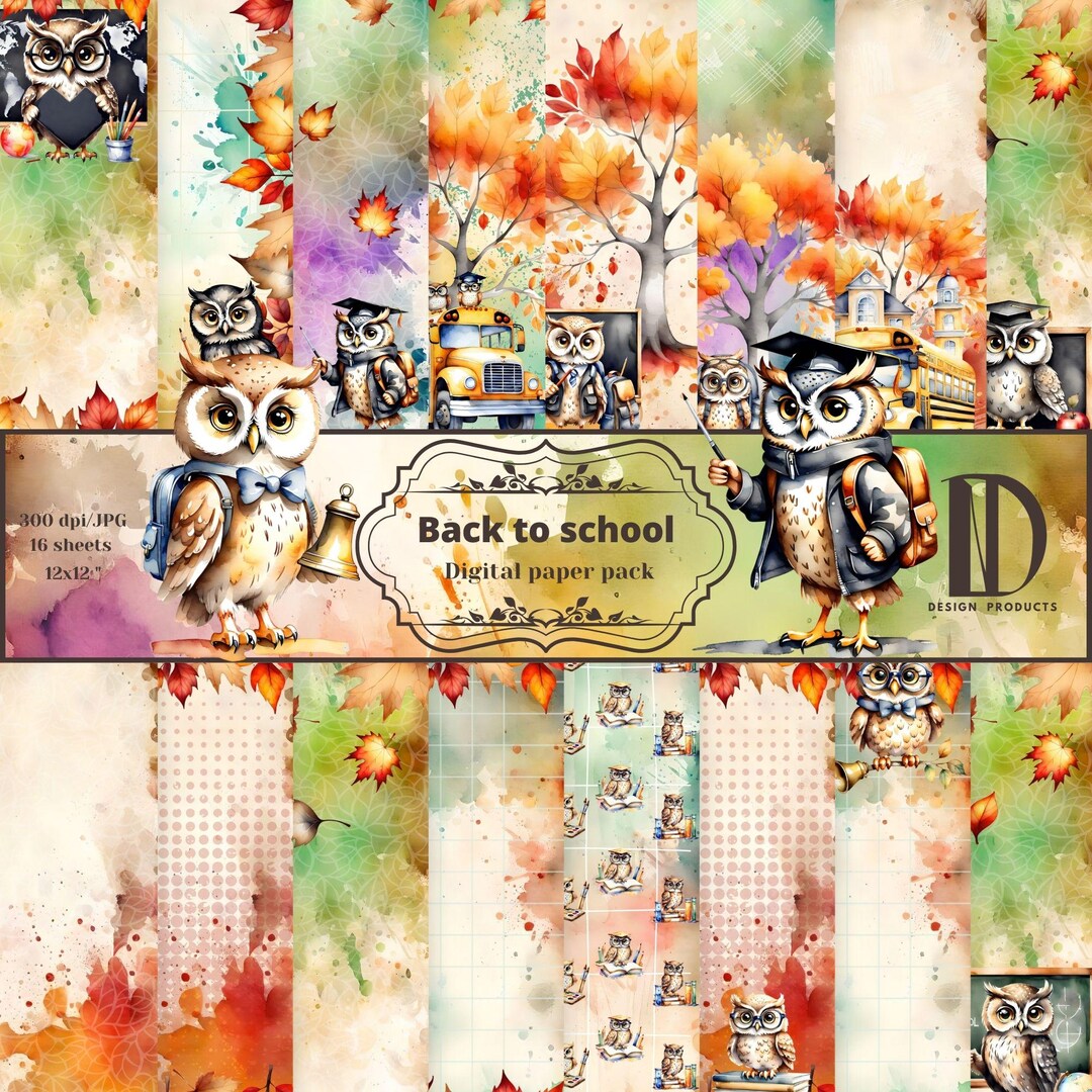 Back to School Digital Paper Pack, First Day at School Digital Paper ...