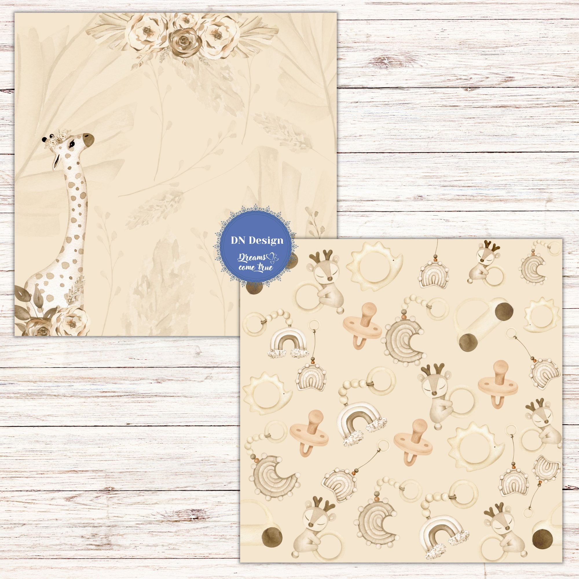 Dreamy Boho Hues: Beige Boho Baby Digital Paper Pack,boho Scrapbook ...