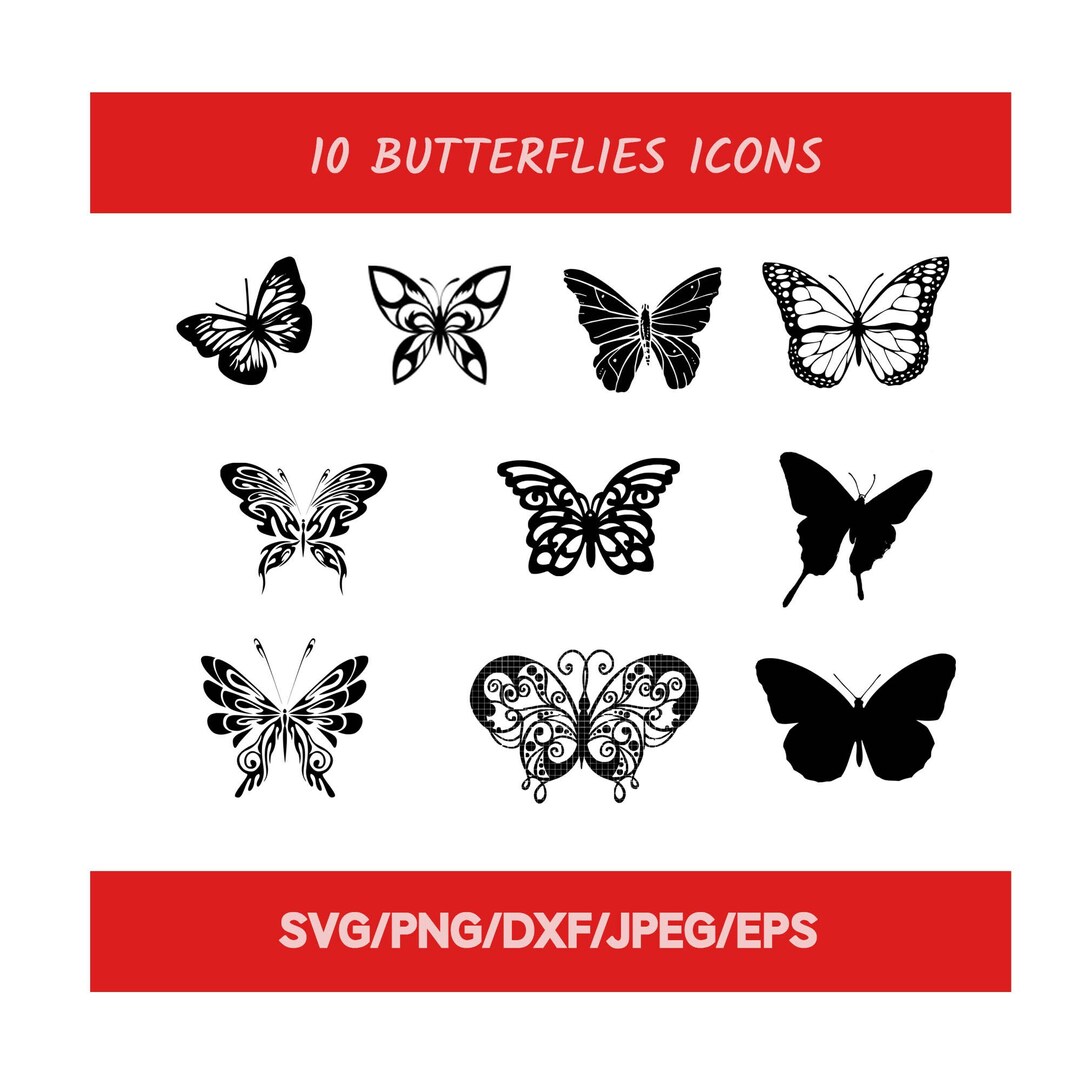 10 Butterfly Bundle Svg/png/dxf/eps and Jpeg Format - Etsy