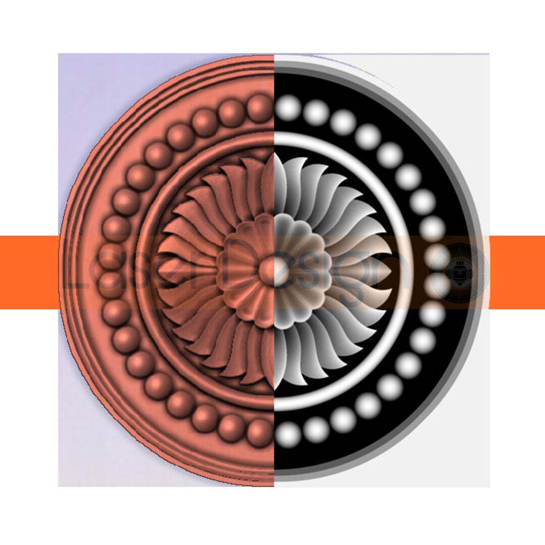 Fiber Laser Cut Depth Map 3D Flower PNG File for Brass Coin Depth ...