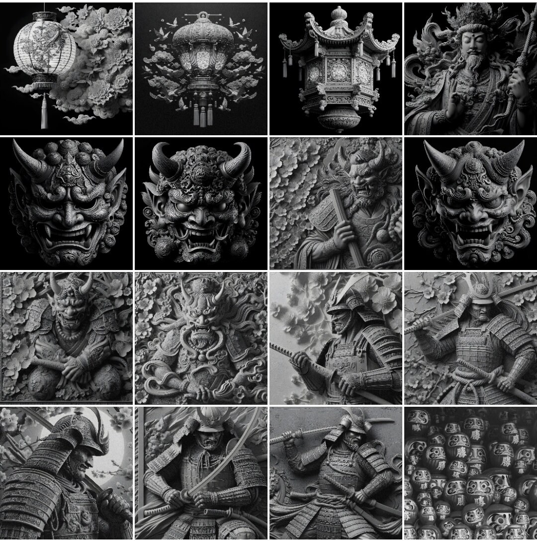 Grayscale Laser Cut File Japanese Culture Emboss Effect for Black Slate ...