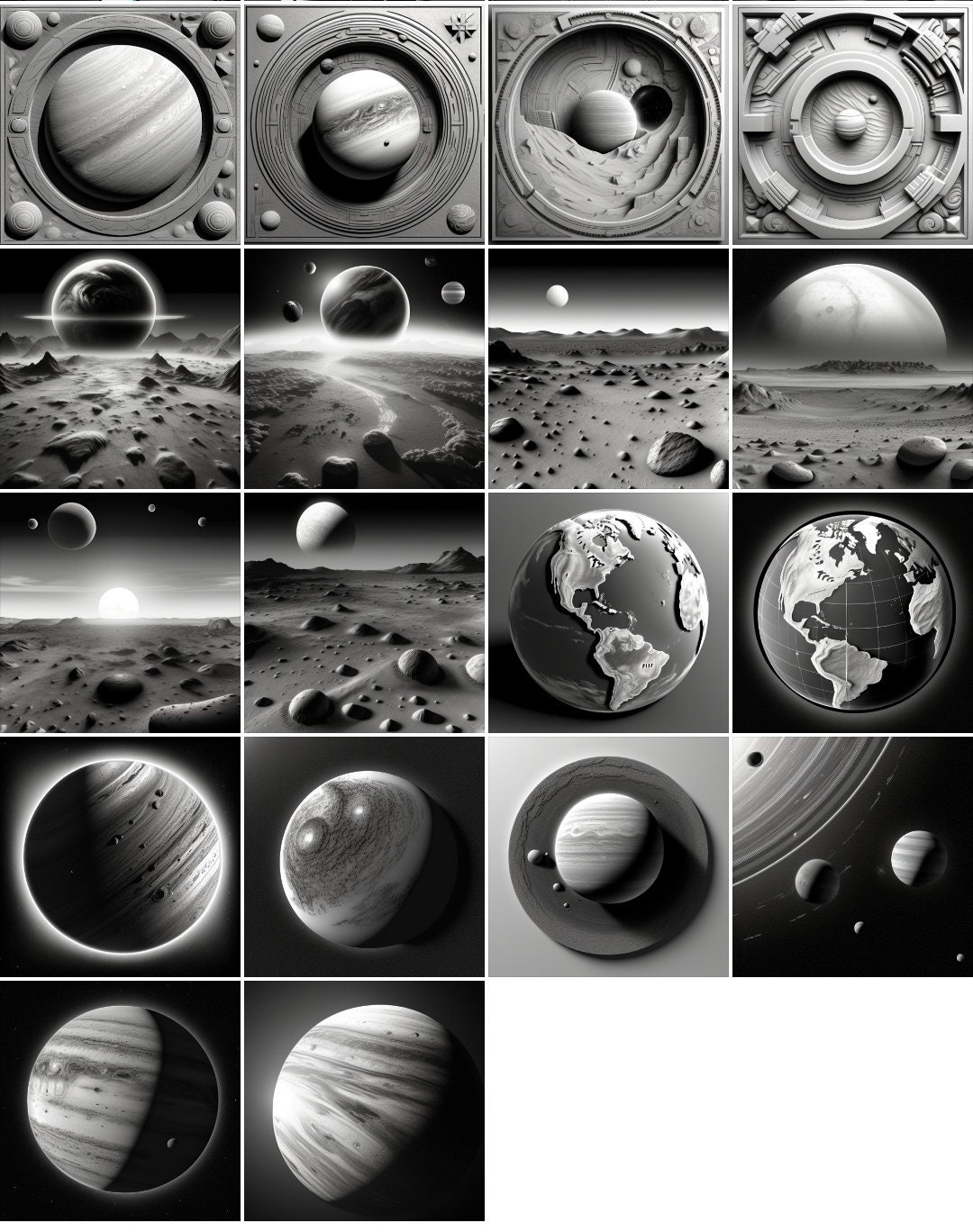 Laser Cut Files Grayscale Planets for Black Slate Png - Etsy