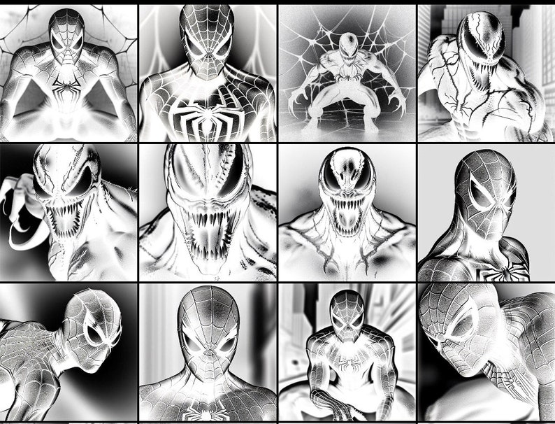 Laser Cut Files Grayscale Spiderman and Venom for Black Slate Png - Etsy