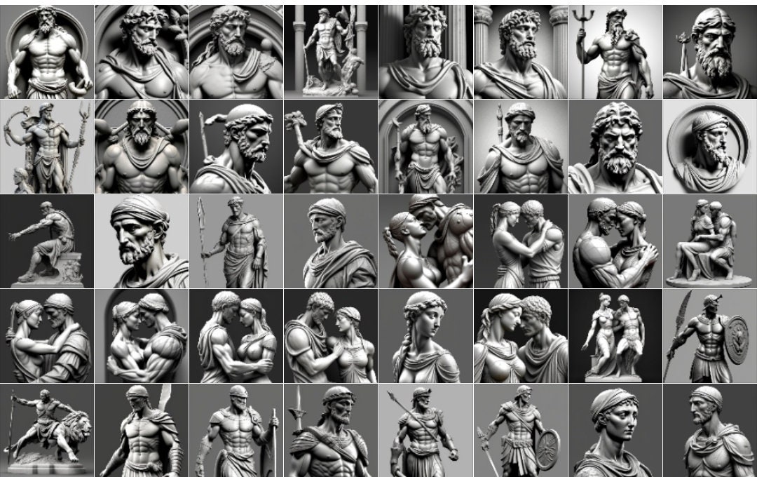 Laser Cut File Greyscale Greek Statues for Black Slate Png - Etsy