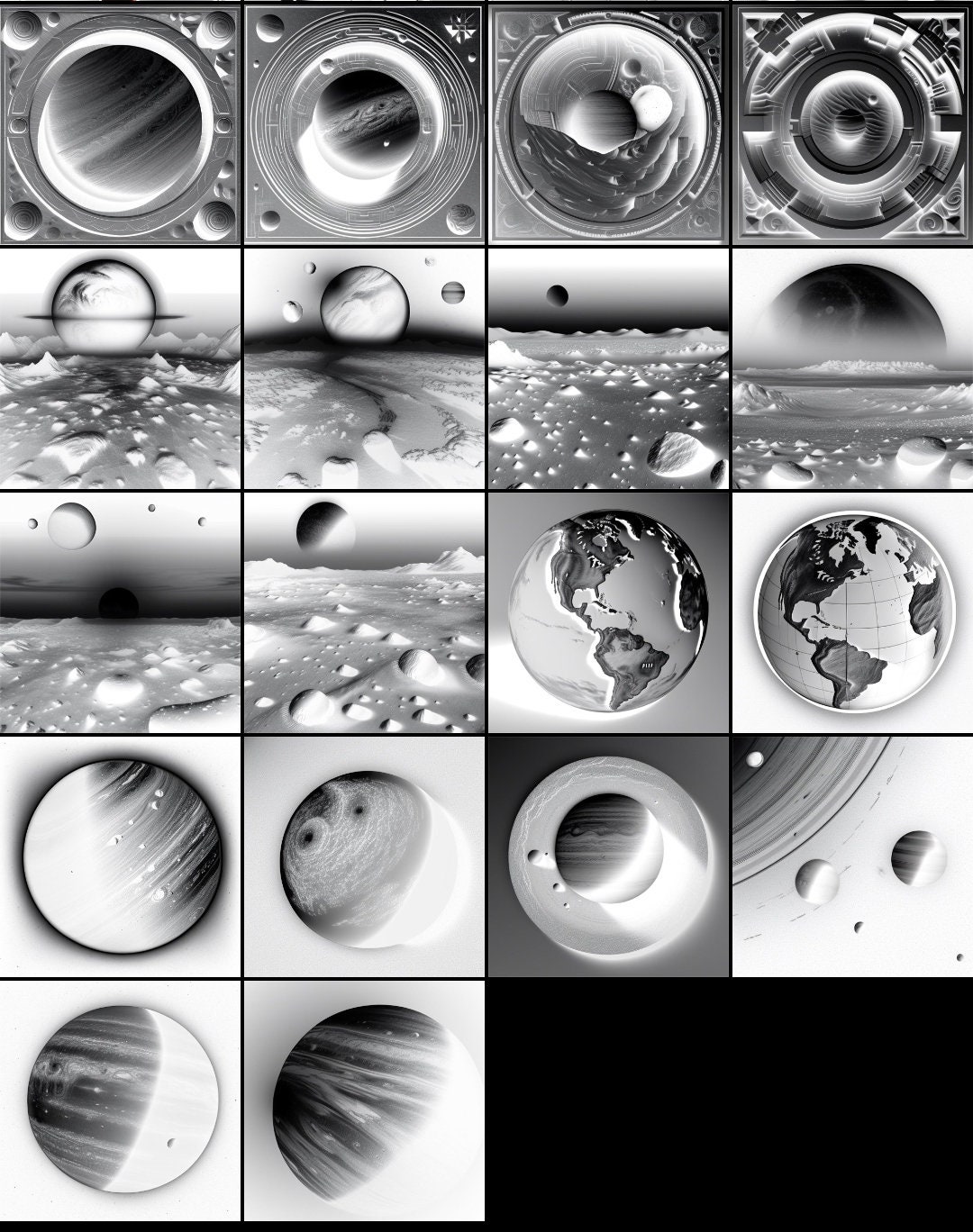 Laser Cut Files Grayscale Planets for Black Slate Png - Etsy