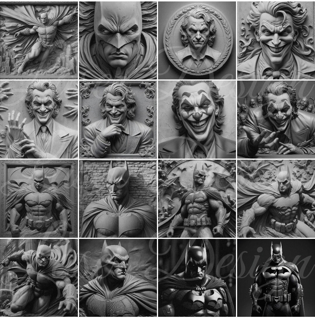 Batman and Joker Grayscale Laser Cut File for Black Slate Png - Etsy