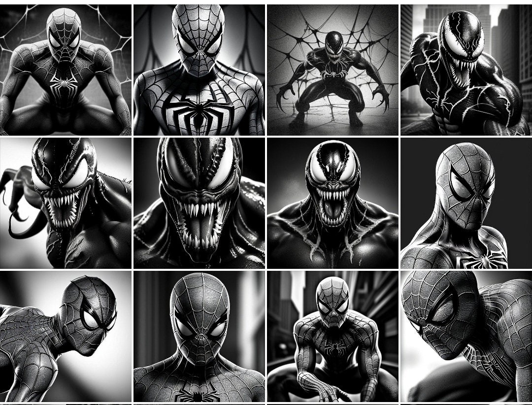 Laser Cut Files Grayscale Spiderman and Venom for Black Slate Png - Etsy