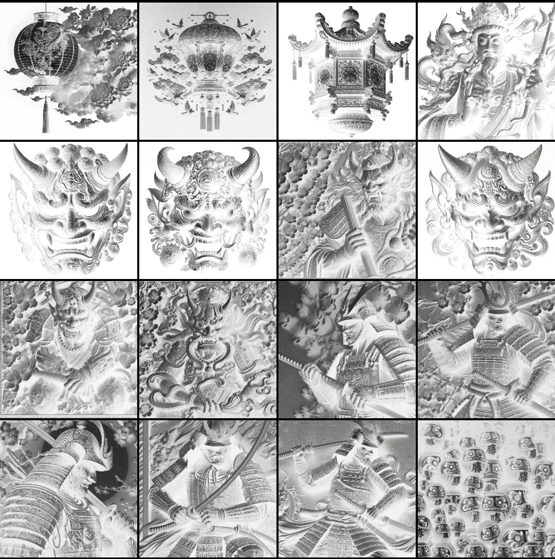 Laser Cut File Grayscale Japanese Culture Emboss Effect for Black Slate ...