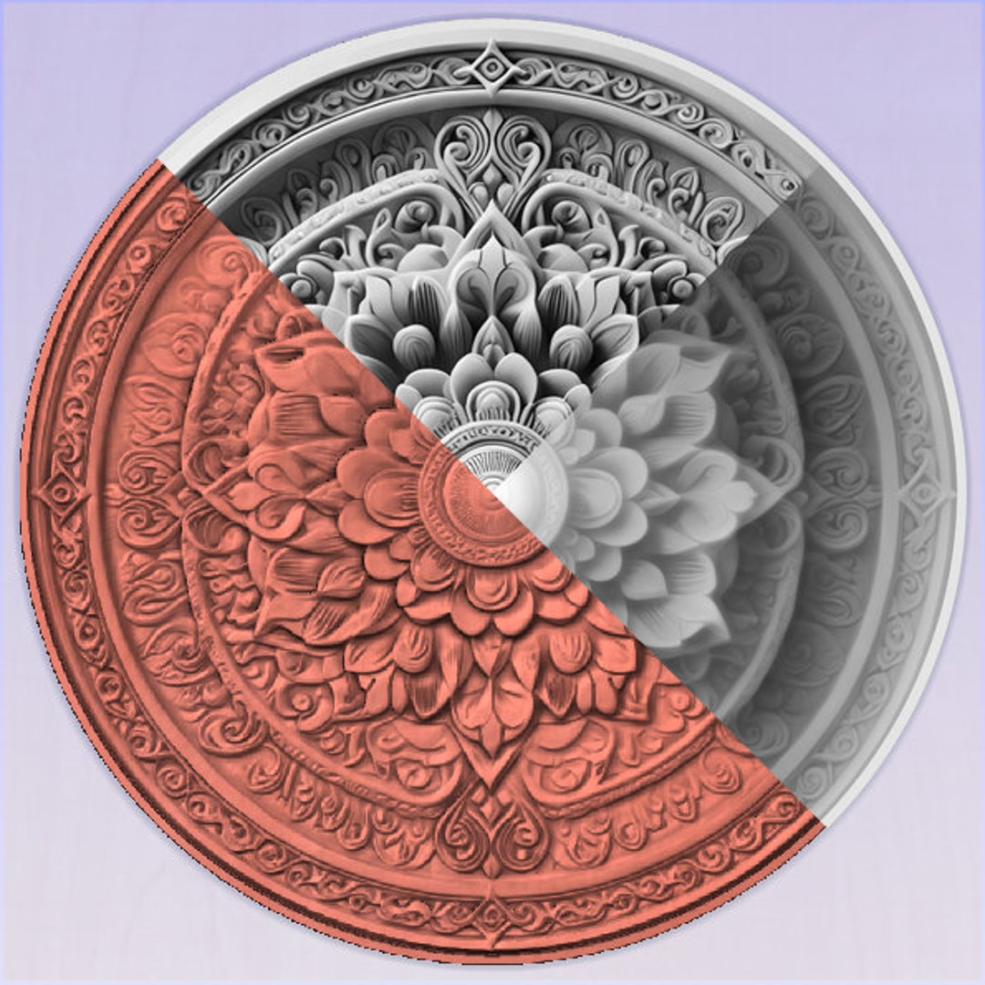Fiber Laser Cut Depth Map 3D Mandala PNG File for Brass Coin Wood Depth ...