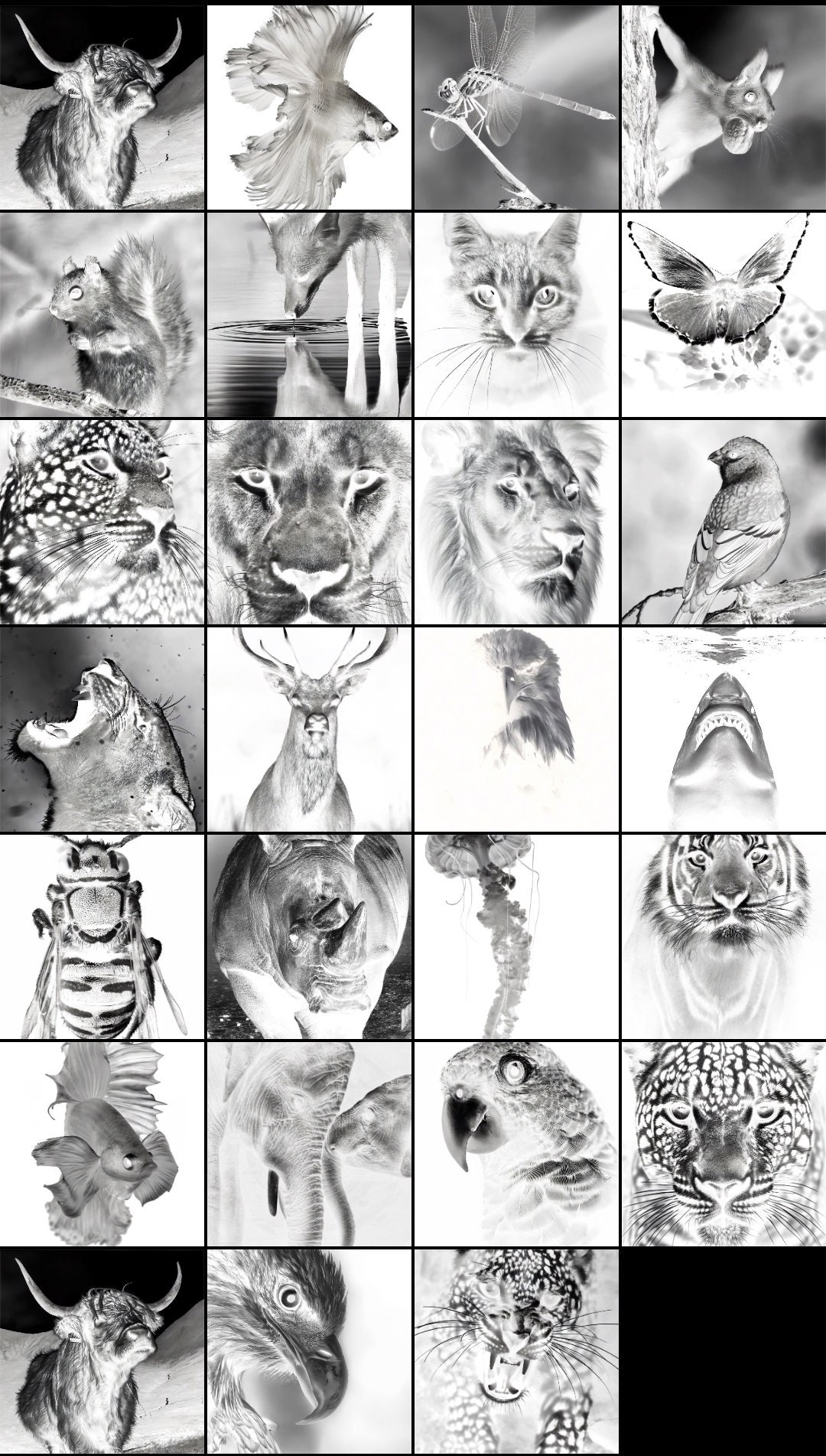 Laser Cut File Grayscale ANIMALS for Black Slate Slate Aluminum Png - Etsy