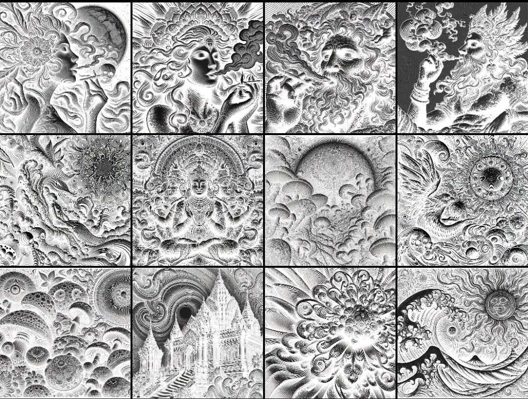 Laser Cut File Grayscale Psychedelic Images Relief Effect for Black ...