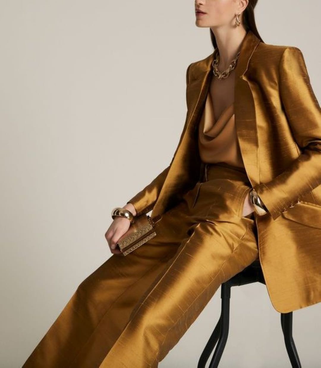 Women Satin Two Piece Suit /two Piece Suit/top/womens Suit/womens Suit ...