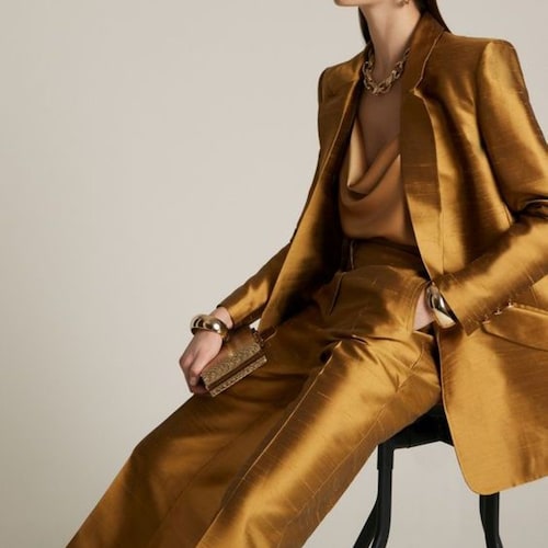 Women Satin Two Piece Suit /two Piece Suit/top/womens - Etsy