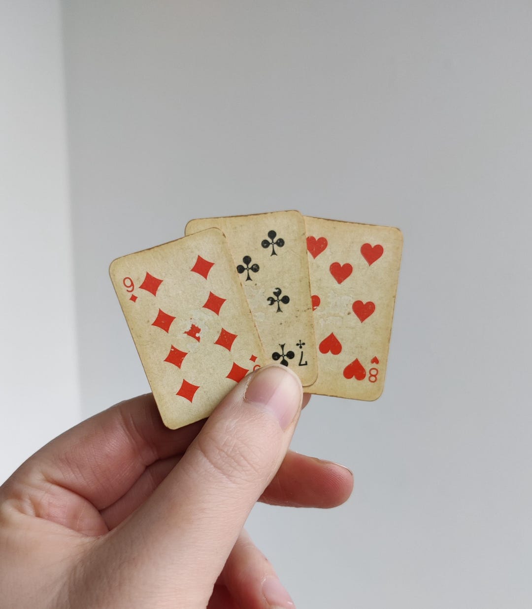 Vintage Mini Playing Card Set Tiny Deck With Case Fun Travel Game ...