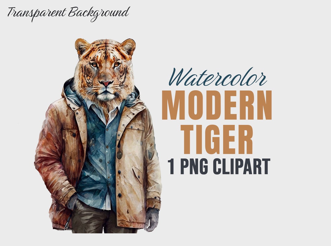 Modern Tiger Cloths Clipart, Animals, Digital Art, Watercolor Art ...
