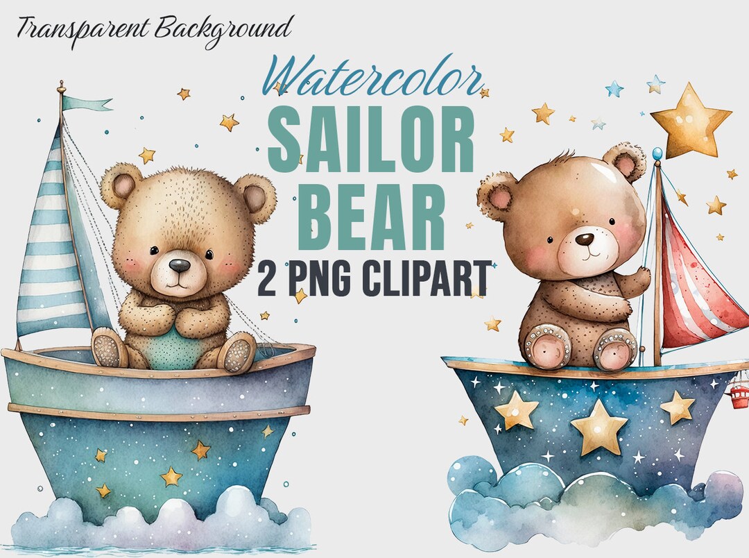 Sailor Bear Clipart Digital Art Watercolor Art Digital - Etsy