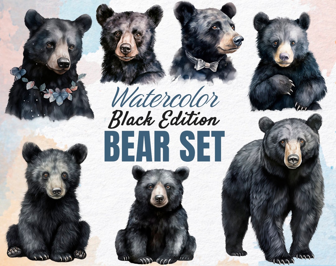 Black Bear Watercolor Clipart, Digital Art, Watercolor Art, Digital ...