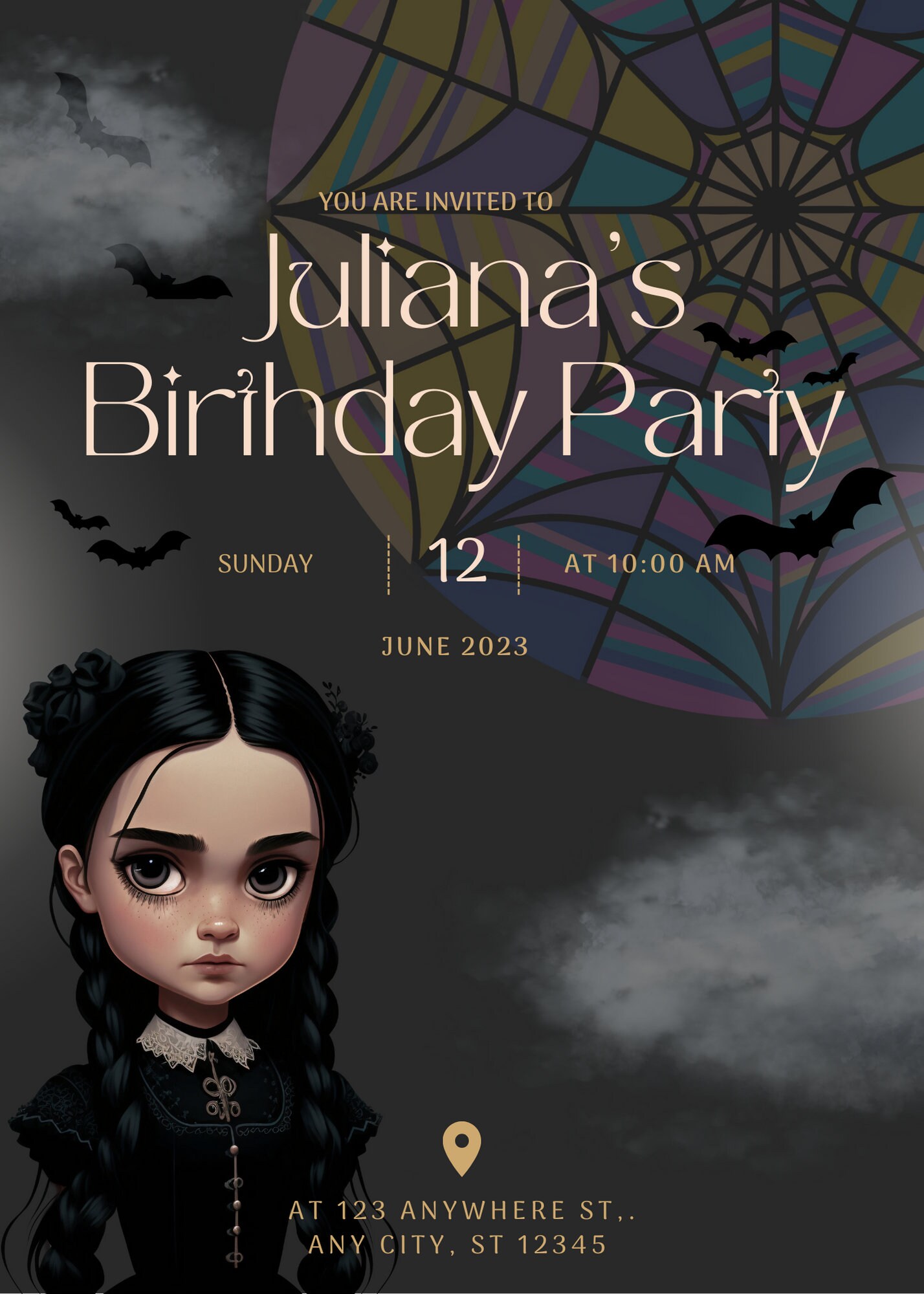 Wednesday Birthday Party Invitation, Addams Family Canva Editable ...