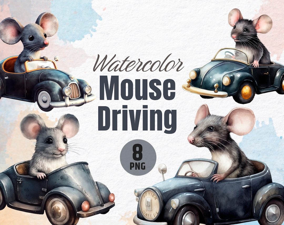 Mouse Driving Toy Car Clipart | Watercolor Digital Art | Watercolor Art ...