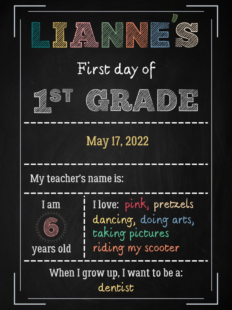First Day of School Poster - Etsy