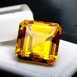 8 Ct AAA + Orange Topaz Square Shape Certified Loose Topaz Gemstone ...