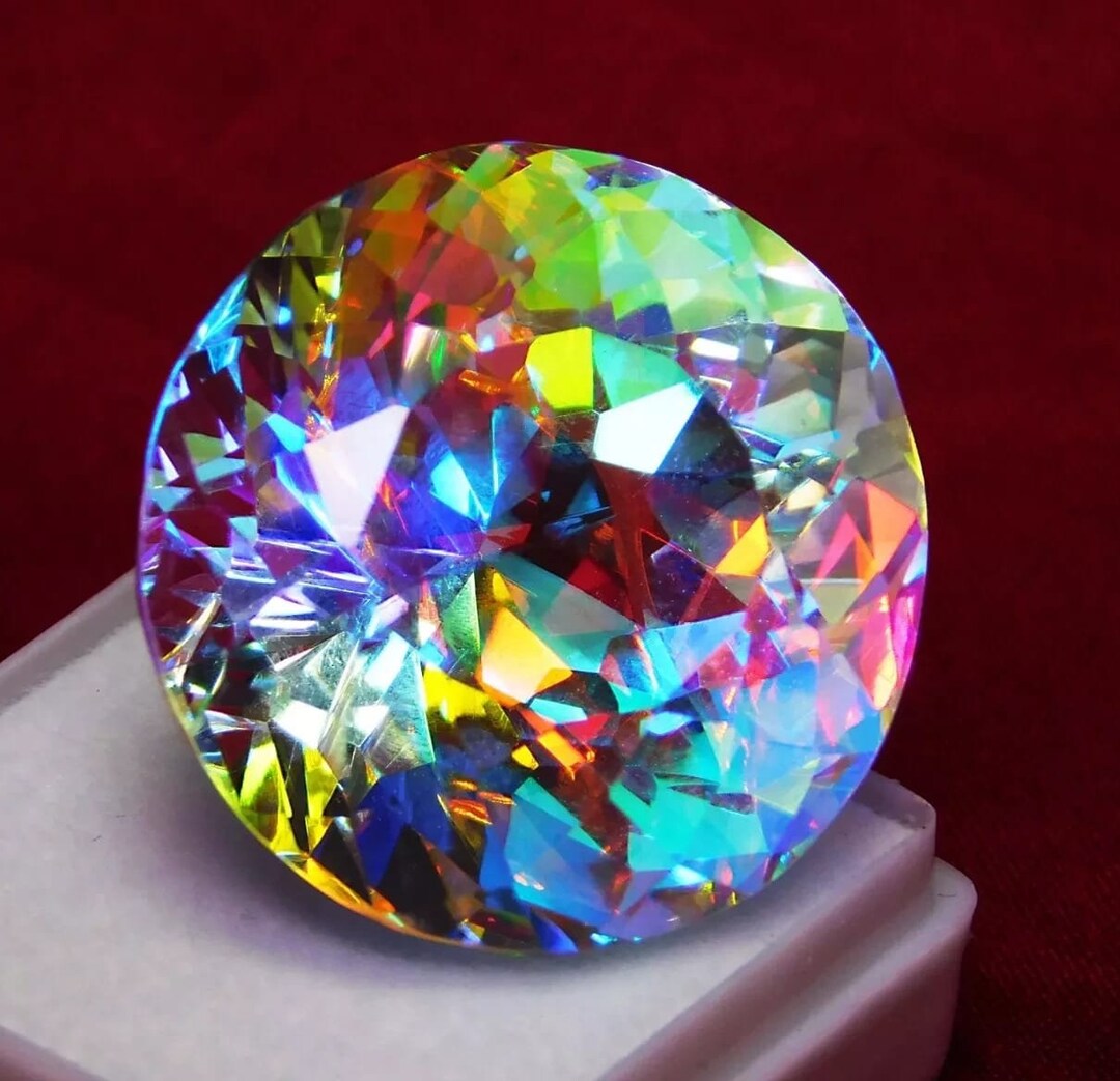 45+ Ct AAA + Mystic Topaz Round Shape Rainbow Topaz Certified Loose ...