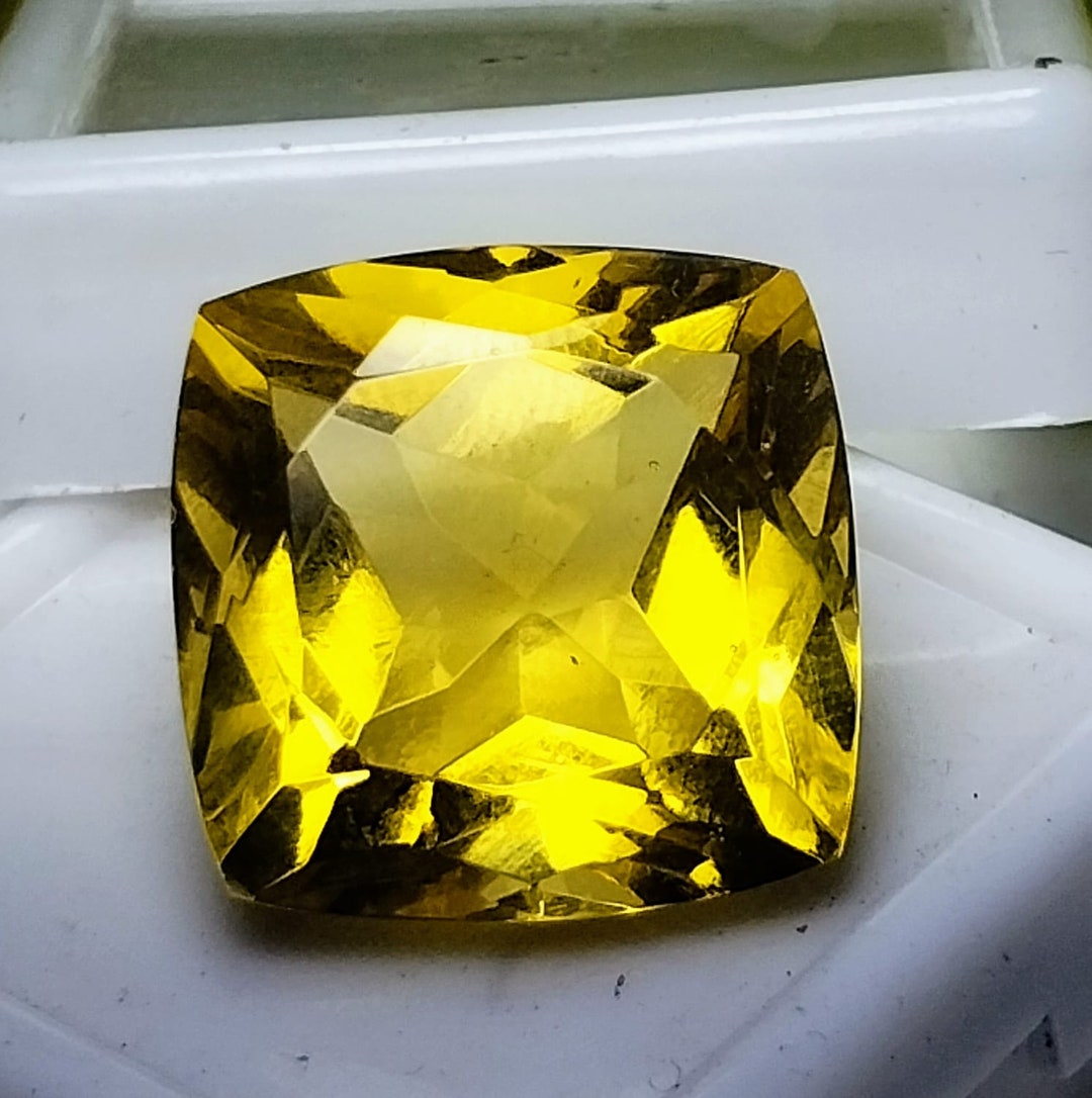 8 Ct AAA + Yellow Topaz Cushion Shape Certified Loose Topaz Gemstone ...