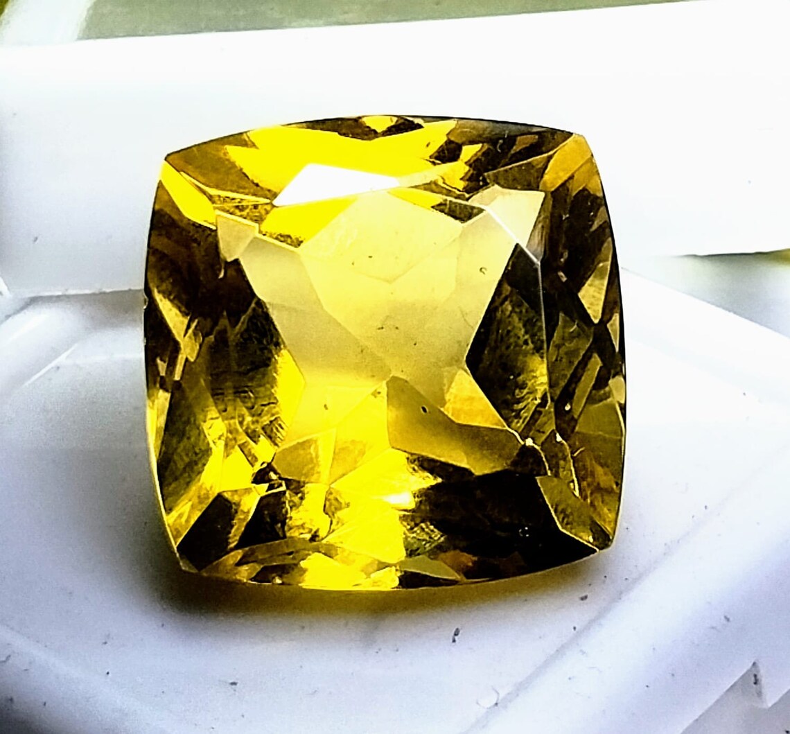 8 Ct AAA + Yellow Topaz Cushion Shape Certified Loose Topaz Gemstone ...