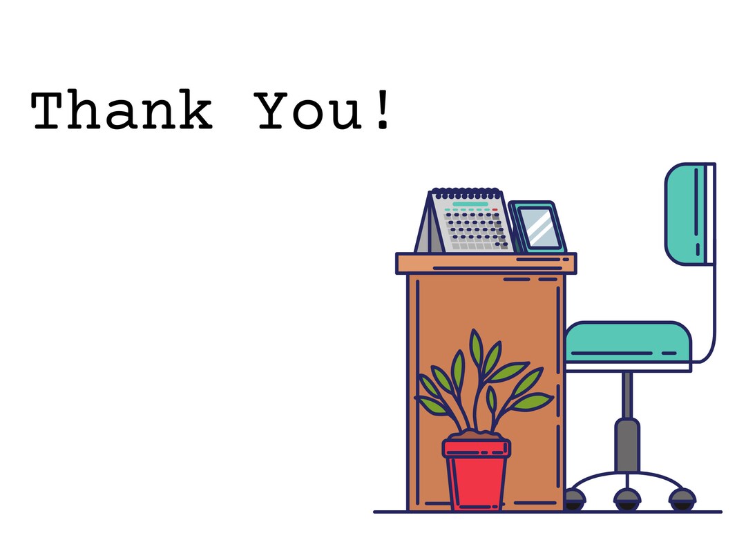 Office Thank You Card, 5 by 7 Inches Instant Download - Etsy