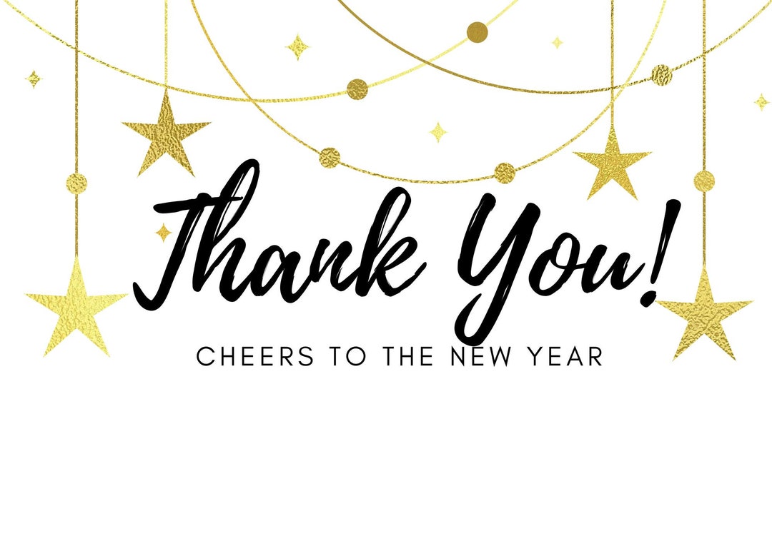 New Years Thank You Card, 5 by 7 Inches Instant Download - Etsy