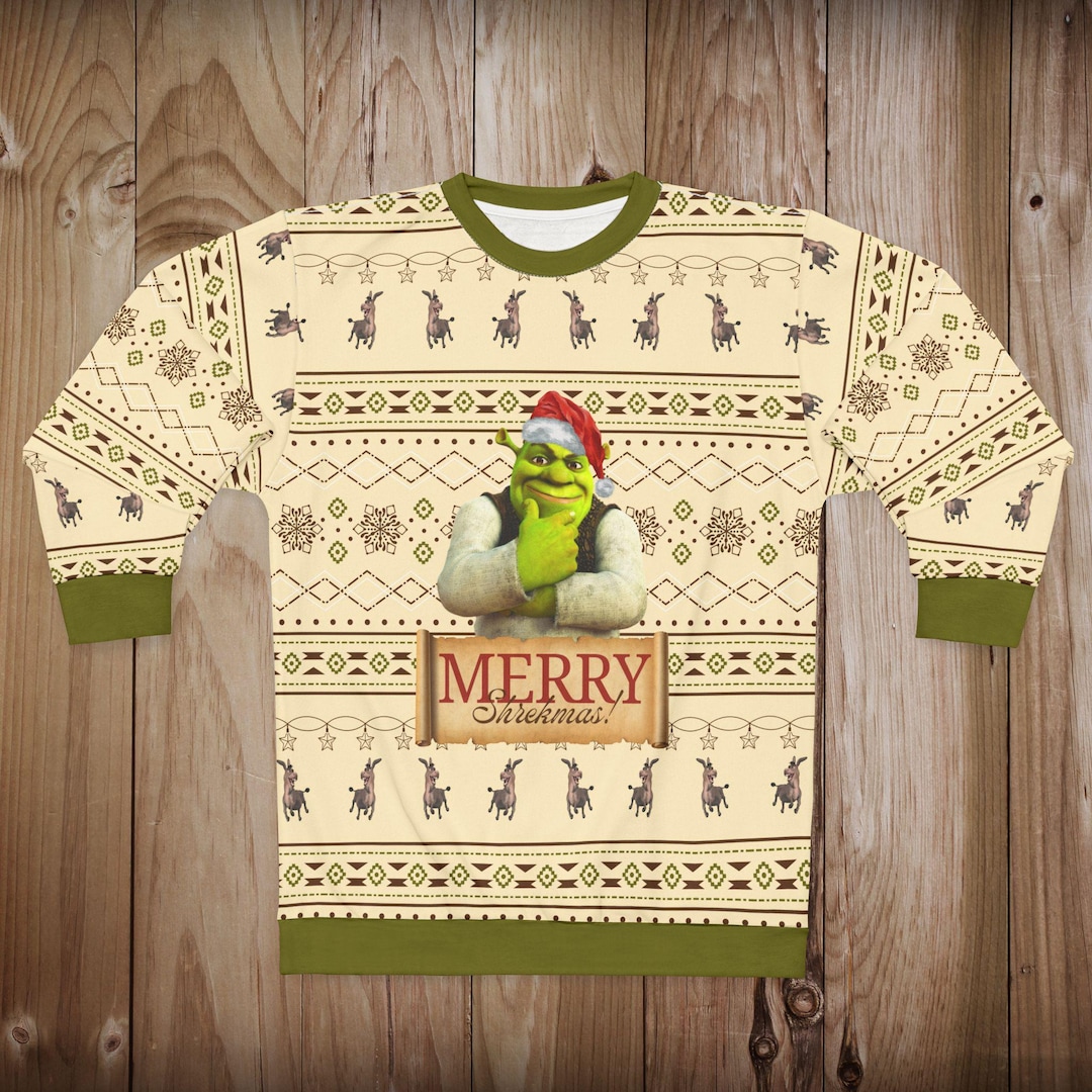 Merry Shrekmas and Donkey Fair Isle Ugly Christmas Sweatshirt, Shrek ...