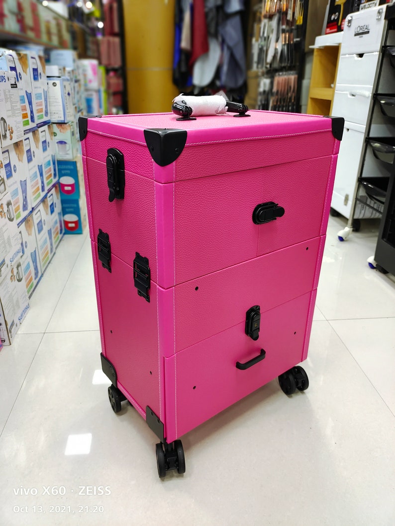Luxury Wooden Makeup Vanity With Mirror Trolley Cosmetic Case for Women ...